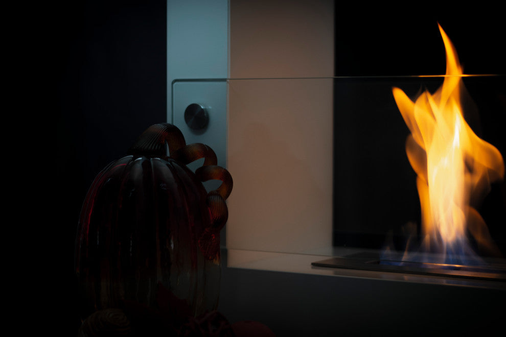 White See-Through Ventless Fireplace - Tectum White | Ignis