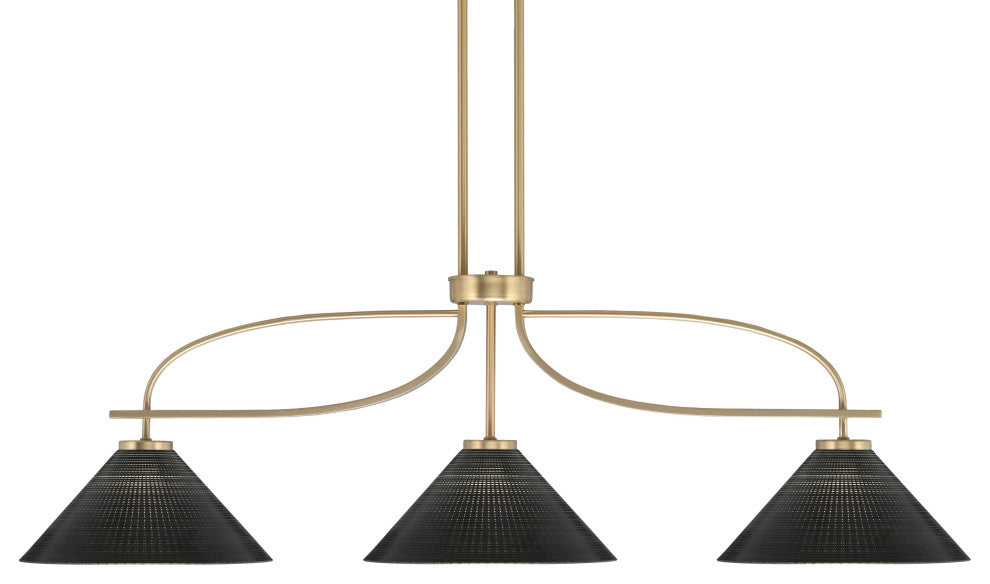 Cavella 3 Light Island Light New Age Brass Finish 12" Black Matrix G
