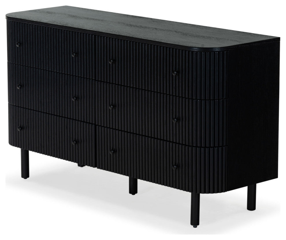 Safavieh Couture Shelbie 6 Drawer Reeded Dresser, Black