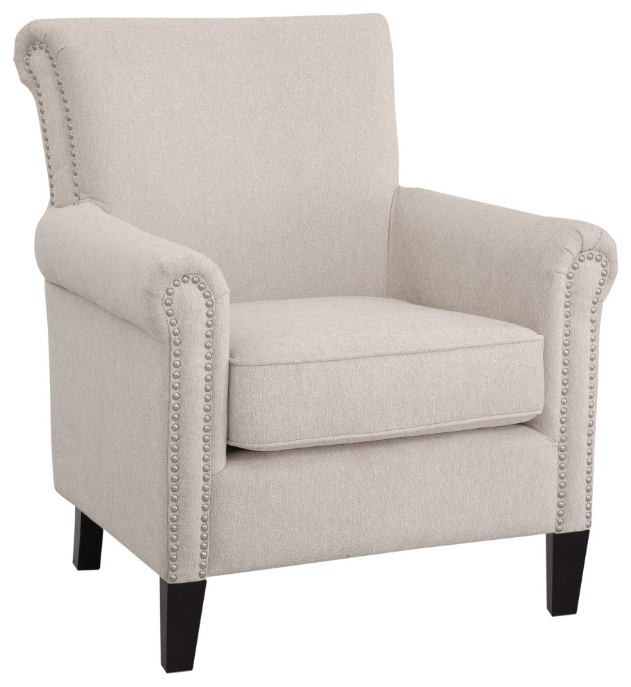 Roseanne Accent Armchair With Silver Nail Head Trim Posh Halo Cream