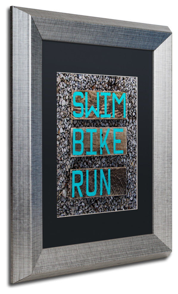 Nicole Dietz 'The Triathlete' Matted Framed Art, Silver Frame, Black,