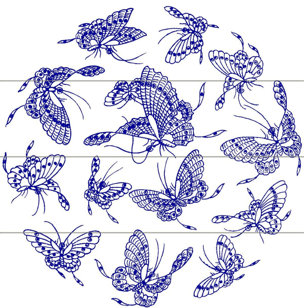 Tile Mural Butterflies Chinese Patterns Blue Backsplash Four Inch Marb