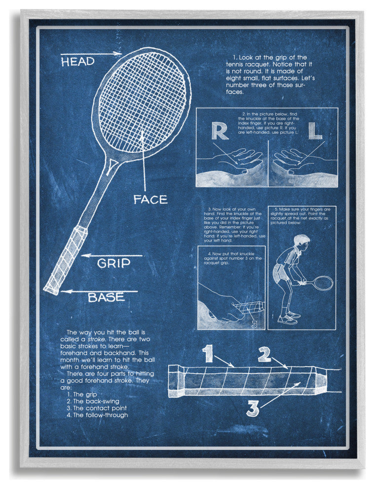Tennis Racquet Blueprint Sports Design 16"x20" Gray Frame