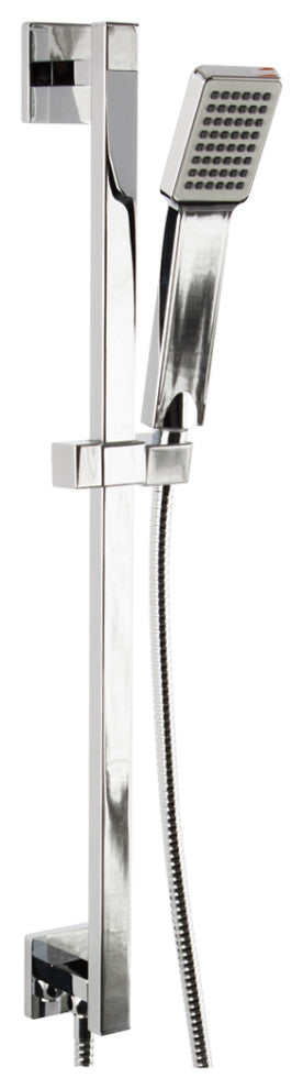 Flexible Hose Shower Kit with Square Slide Bar, Chrome