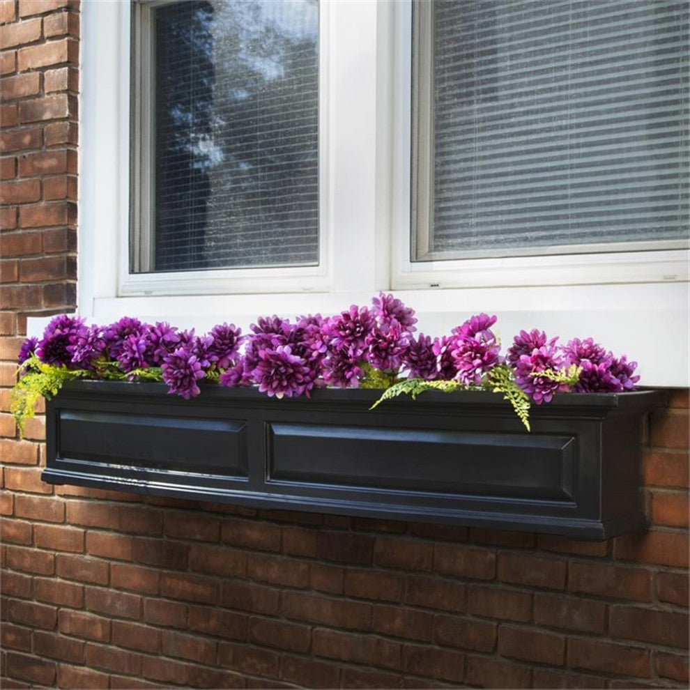 Mayne Nantucket 5ft Weatherproof Traditional Plastic Window Box in Bla
