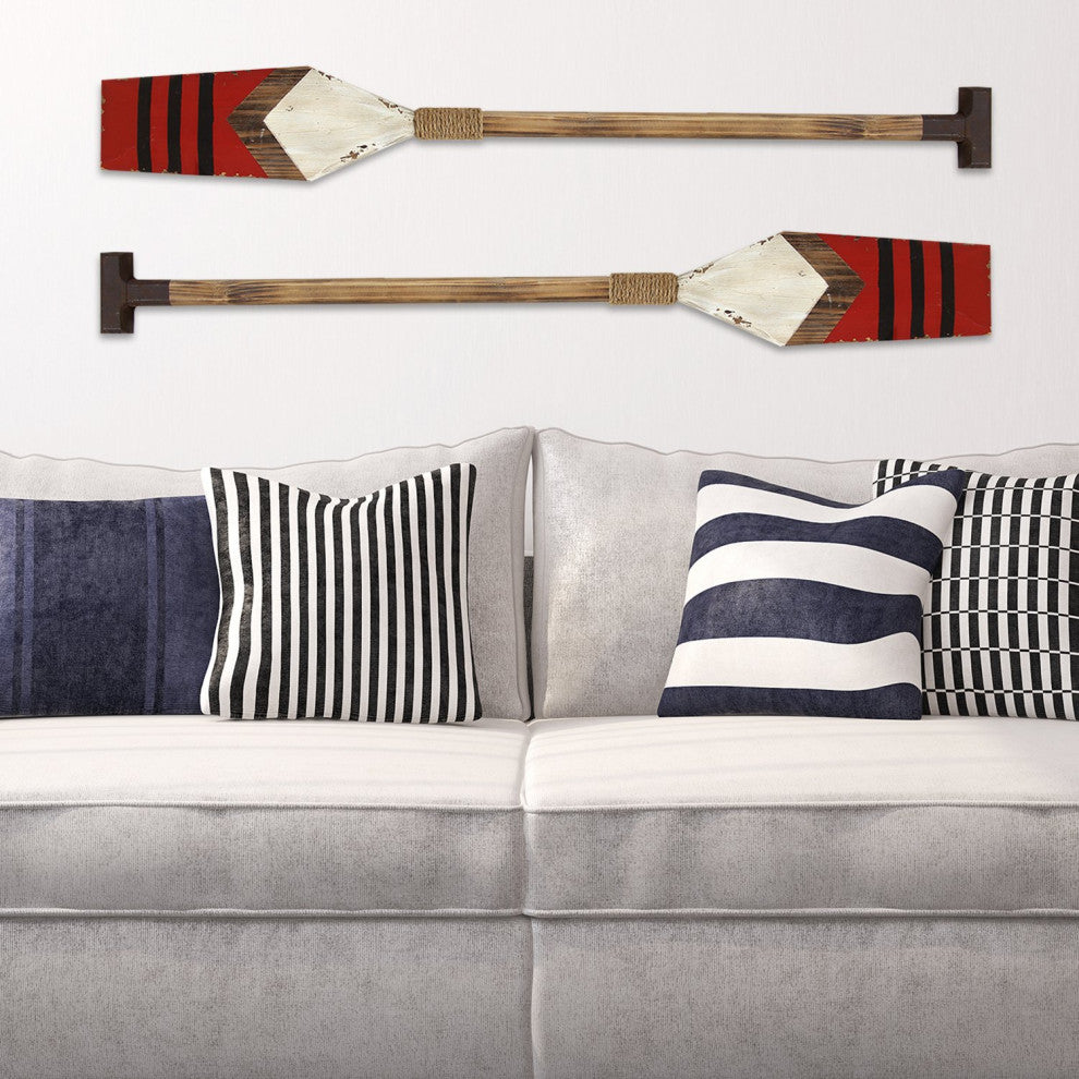 HomeRoots Distressed Coastal Wood Oar Wall Decor