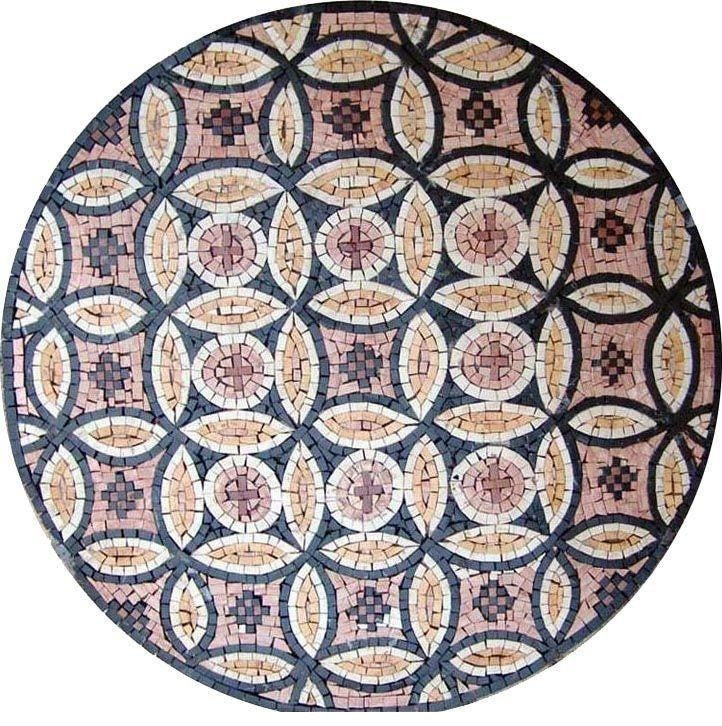Marble Mosaic Medallion, Cathay, 18"x18"