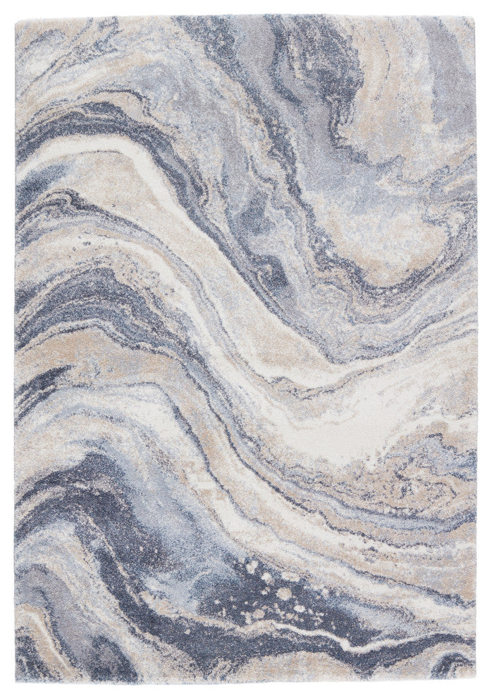 Vibe Orion Abstract Blue and Light Gray Runner Rug, 8'x10'