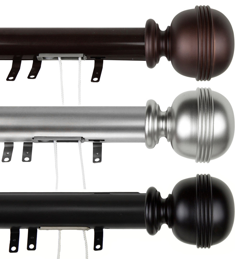 Owen Decorative Traverse Rod With Sliders 30"-48" Black Satin Nickel