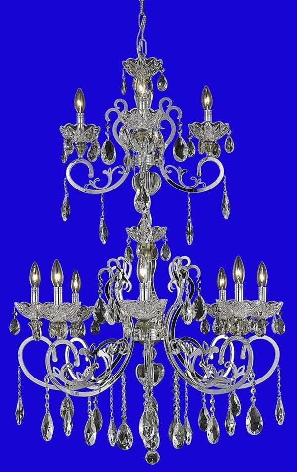 Elegant Aria Foyer Hall Light, Chrome Finish With Royal Cut Crystal