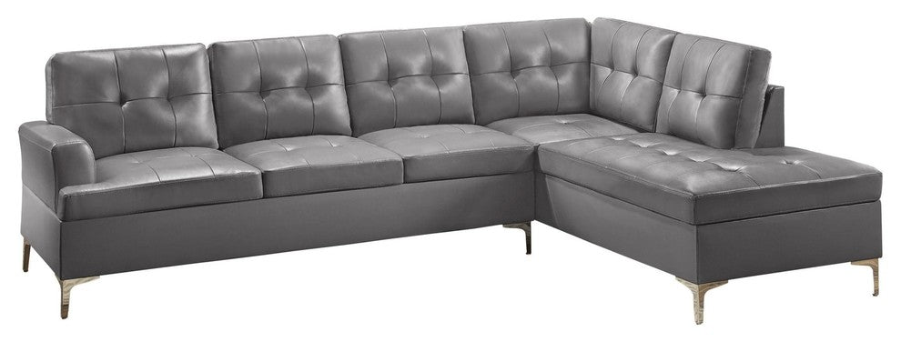 2-Piece Bohner Contemporary 3-Seater and Chaise, Gray Leather