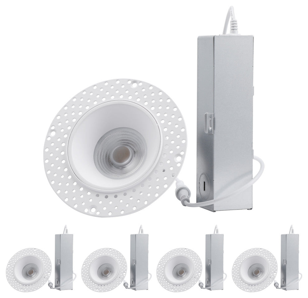4 Pack 5cct Commercial Trimless 3" Led Recessed Light With J-box Dimm