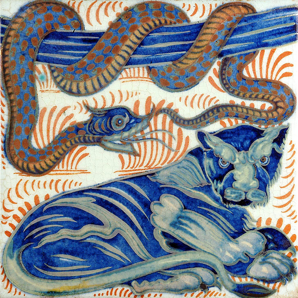 Tile Mural Pattern lion snake Accent Kitchen Backsplash 12" Ceramic Ma
