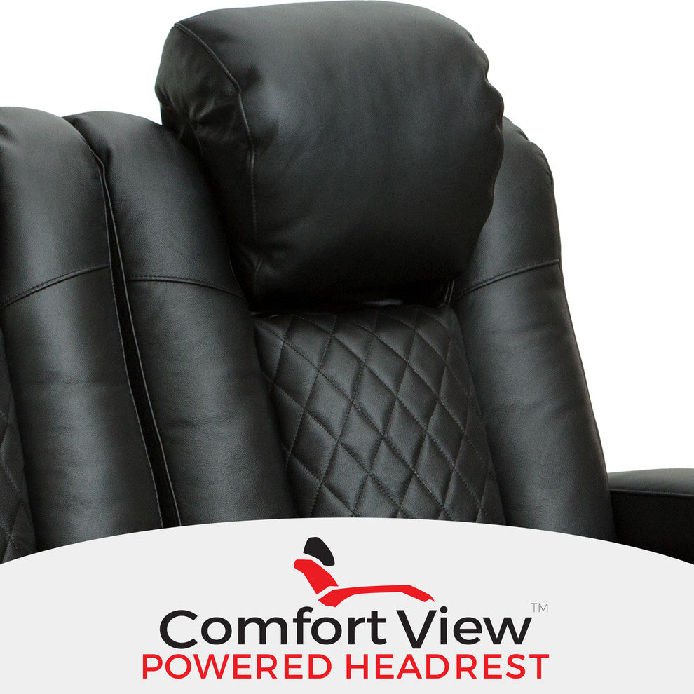 Seatcraft Anthem Home Theater Seating Leather Power Recline Sofa, Blac