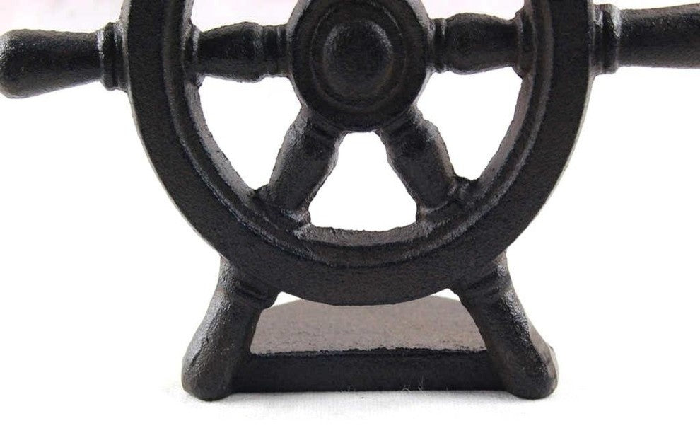 Cast Iron Ship Wheel Door Stopper 9"