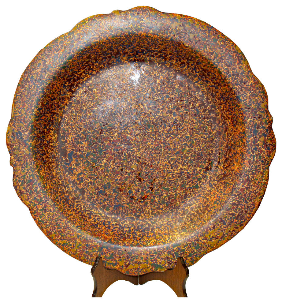 Handmade Blood Red Multi-Layer Lacquer Wood Display Disc Plate Hcs5482