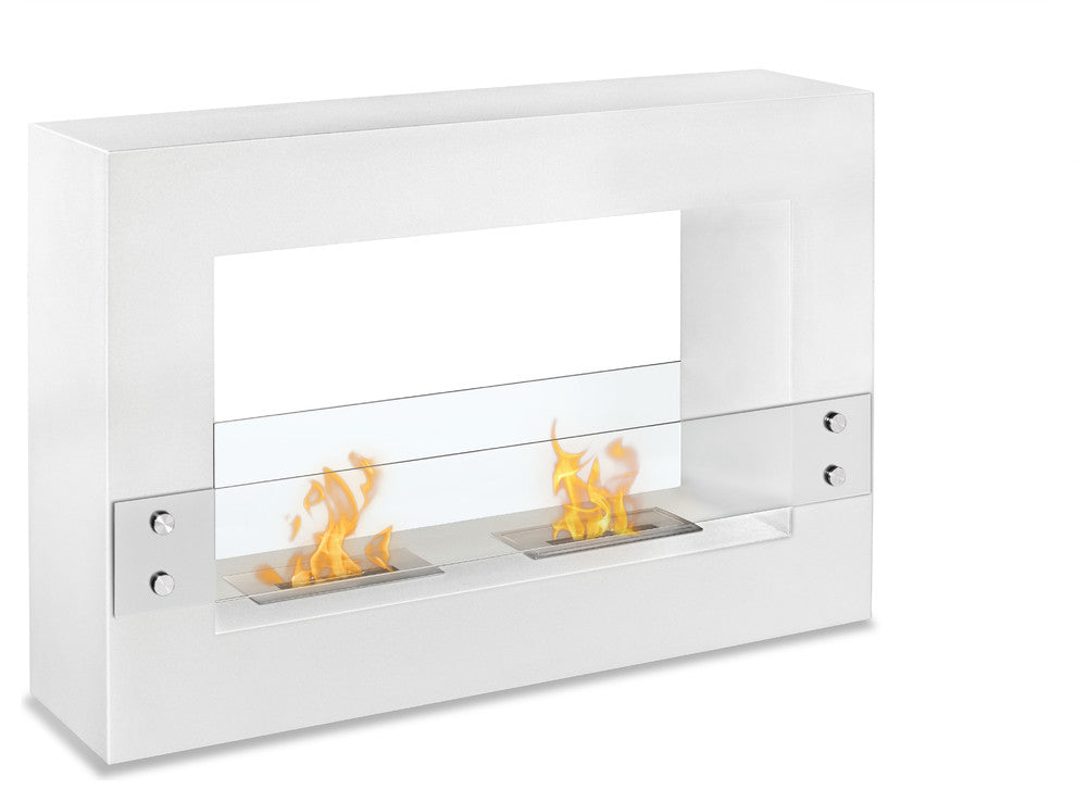 White See-Through Ventless Fireplace - Tectum White | Ignis