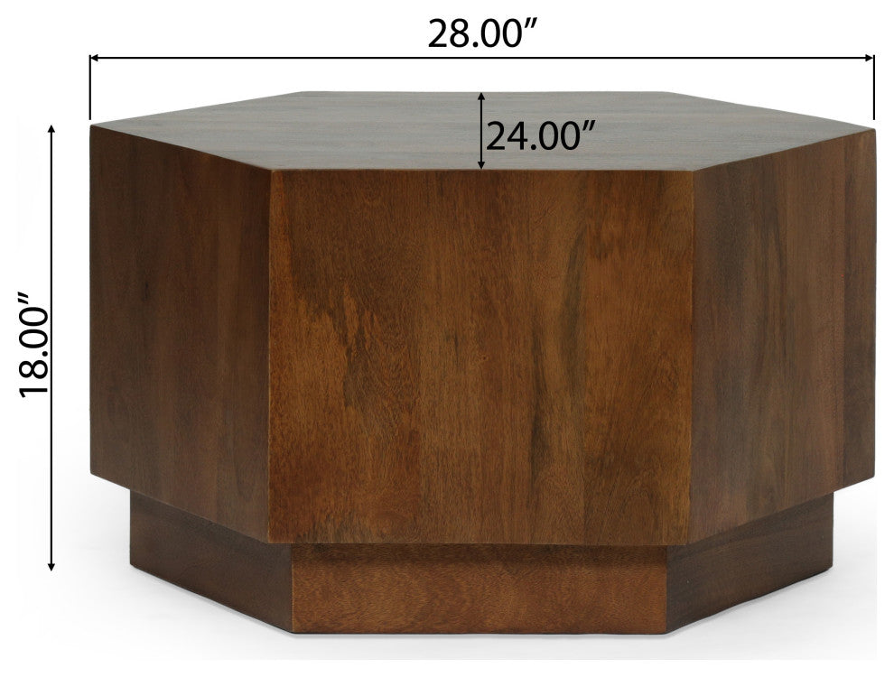 Huntley Contemporary Handcrafted Mango Wood Hexagonal Coffee Table Ho
