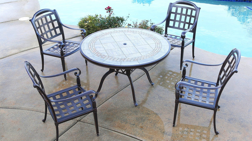 Agora 5-piece Dining Set With Brown Sunbrella Cushions Outdoor Patio F