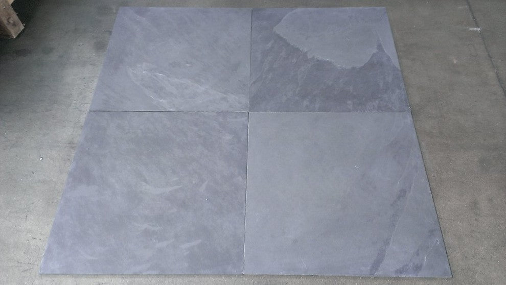 Montauk Black Slate, Natural Cleft Face, Gauged Back Finish, 12"x12",