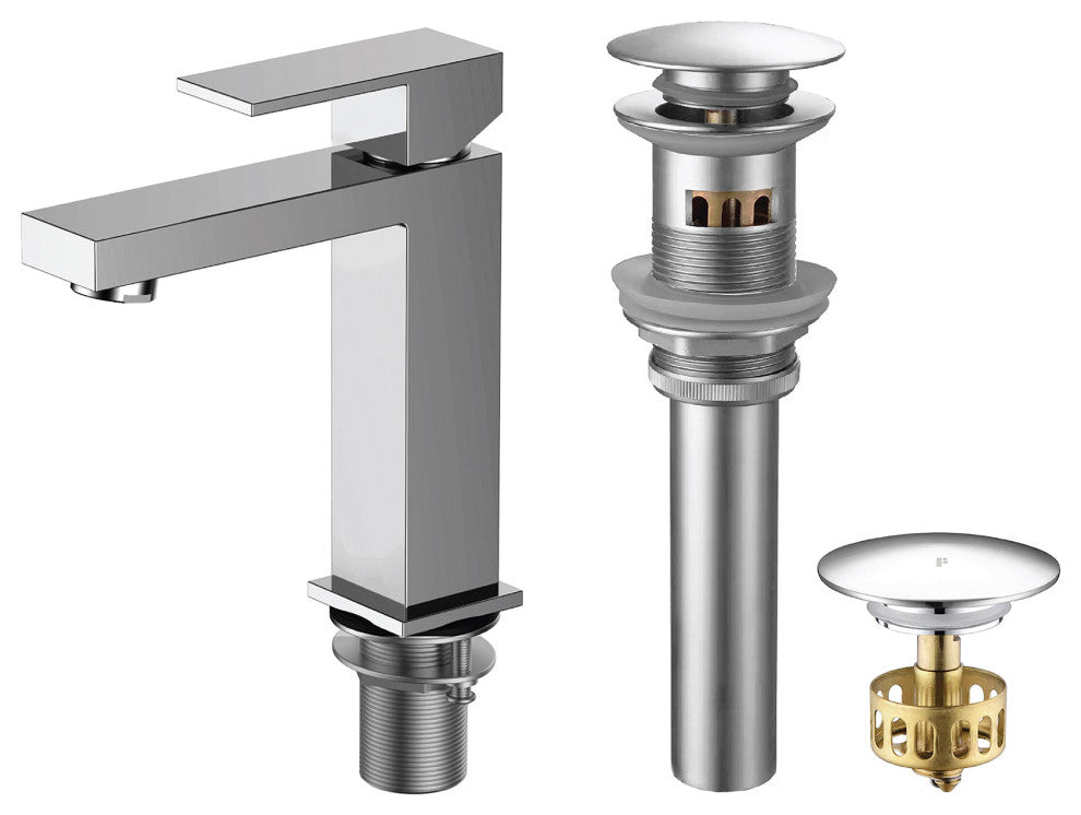 Fine Fixtures Modern Single Hole Bathroom Sink Faucet With Pop-up Drai