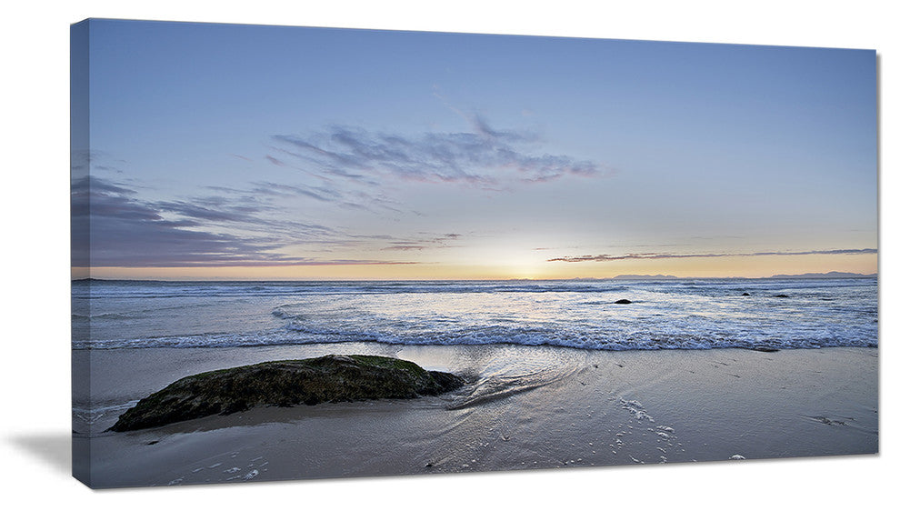 Beautiful Rocky Seashore in Blue, Large Seashore Canvas Art Print, 32"
