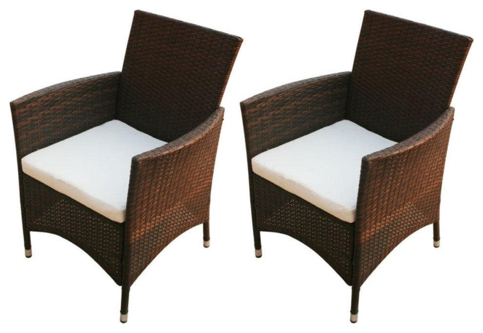Vidaxl Garden Chairs, Set of 2, Poly Rattan Brown