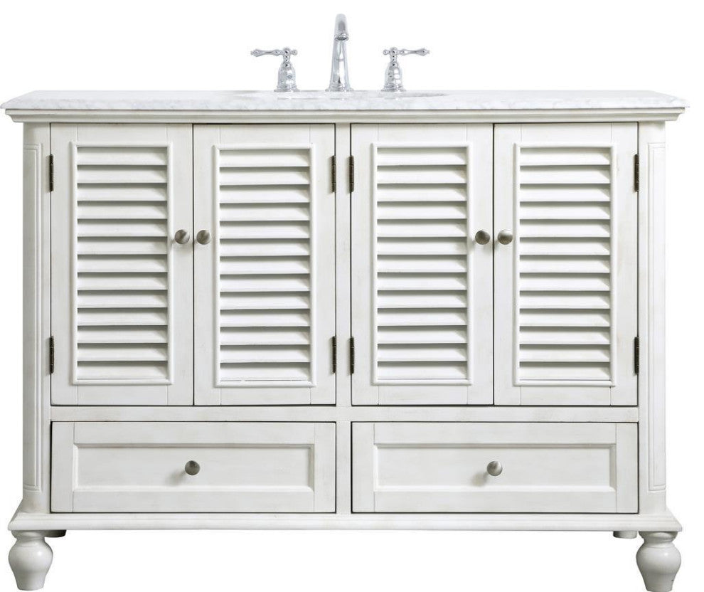 48" Coastal Bathroom Vanity, Antique White
