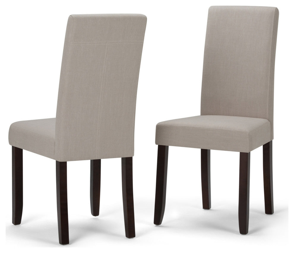 Acadian Parson Dining Chair (Set Of 2) In Light Beige Linen Look Fabri