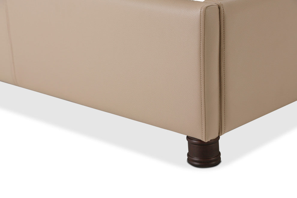 21 Cosmopolitan Cal. King Upholstered Tufted Bed, Taupe/Umber