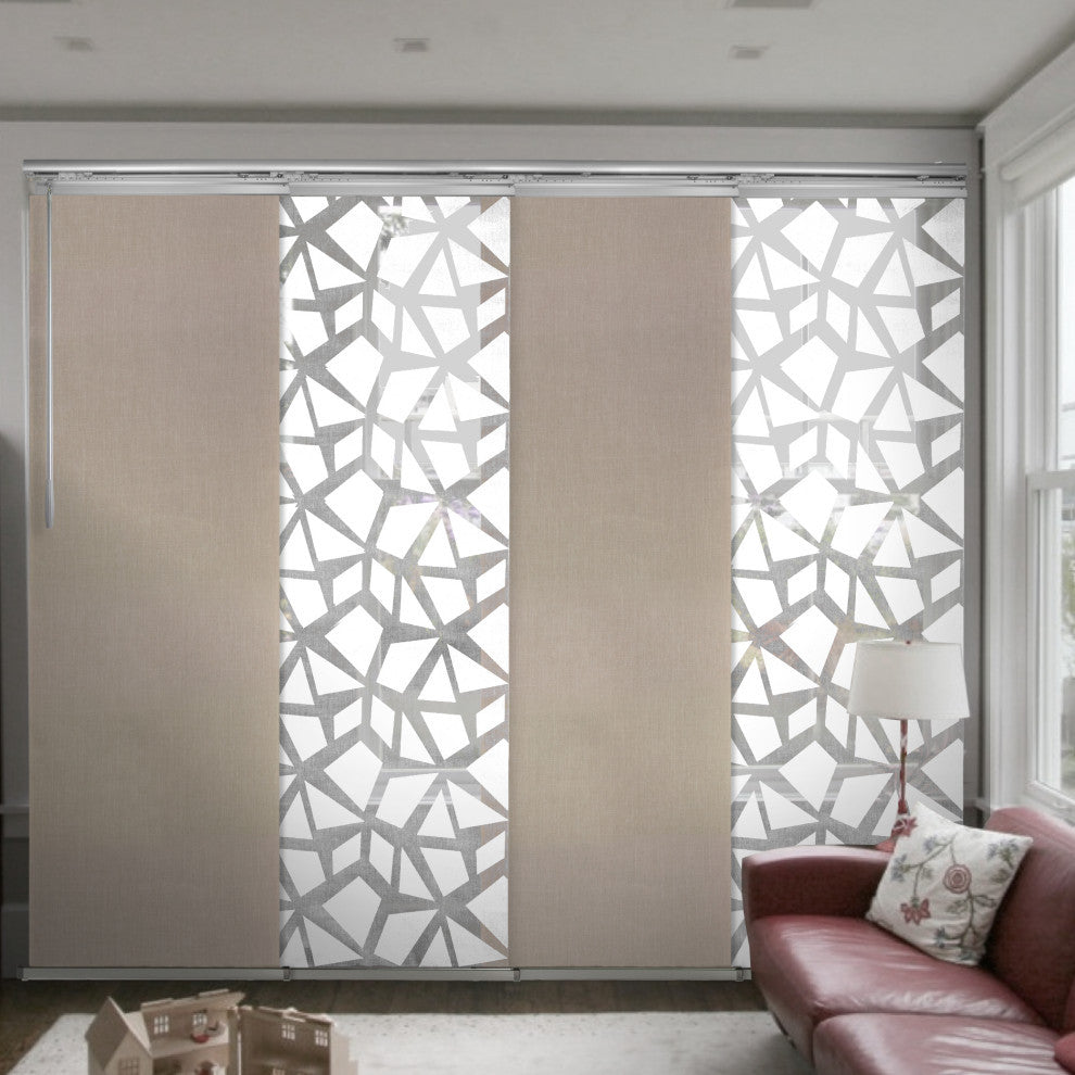 Scattered-Alabaster 4-Panel Track Extendable Vertical Blinds 94"Hx48-8