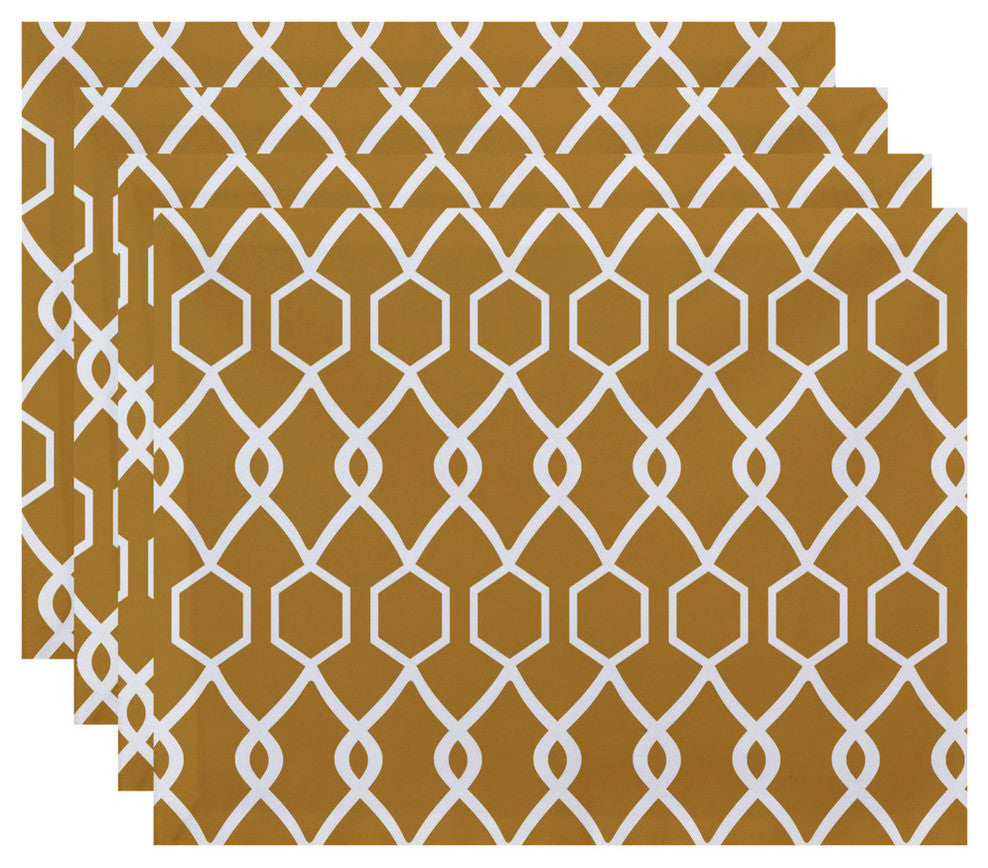 Charleston Geometric Print Placement, Dijon, Set of 4