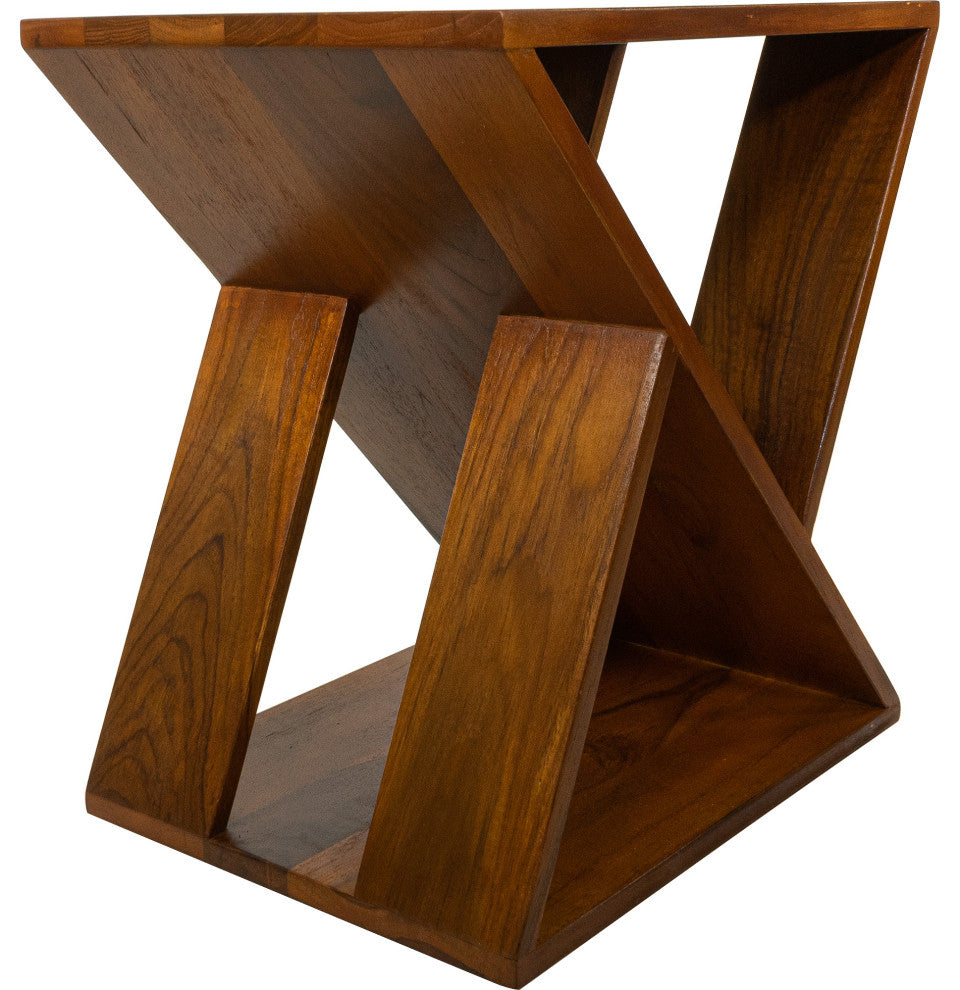 Nordic Style Teak Slatted Stool and End Table