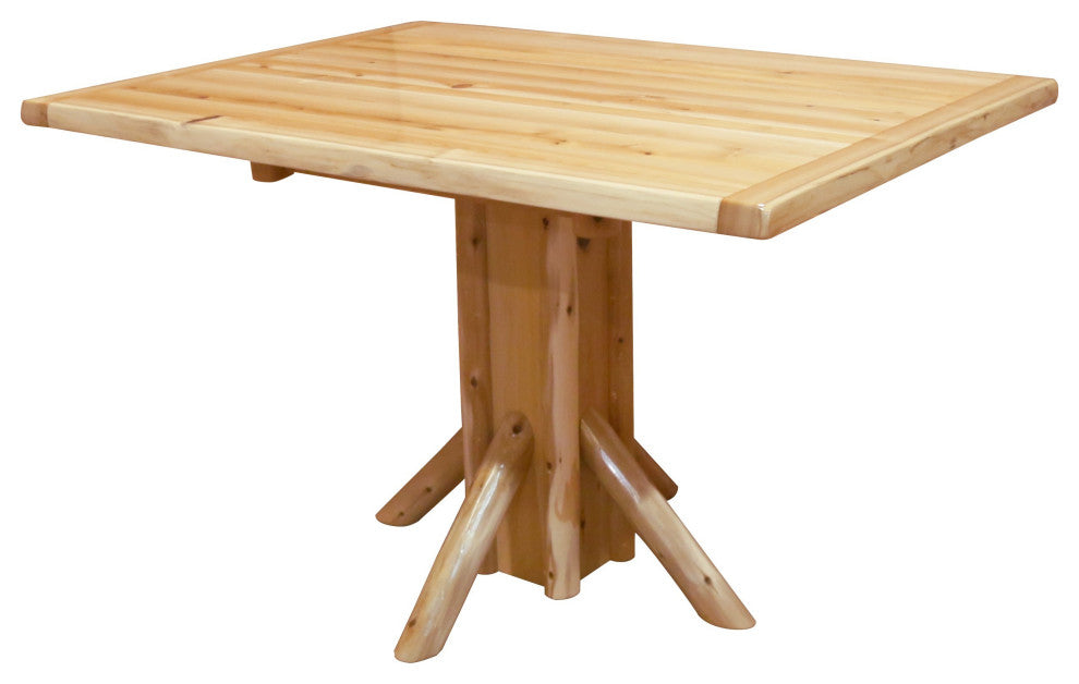 White Cedar Log Pedestal Dining Table, 36" X 48"