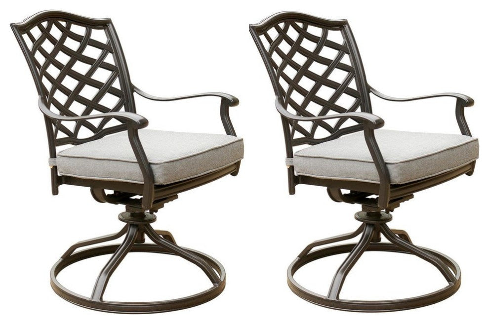 Fletcher Aluminum Dining Swivel Chair With Cushion, Set of 2, Cast Sla