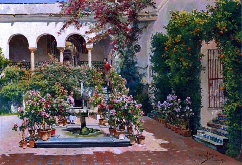 Manuel Garcia Y Rodriguez A Courtyard In Seville Wall Decal