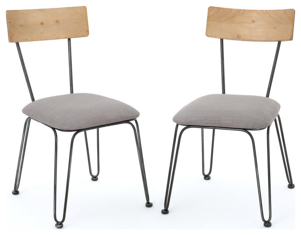 GDF Studio Owen Metal Frame Chairs, Cushion, Set of 2, Gray