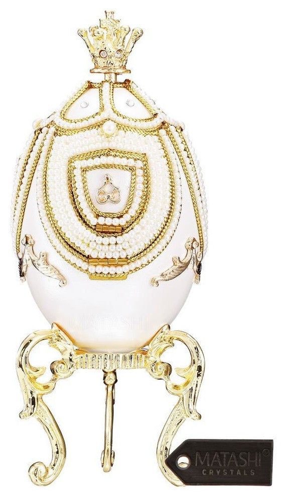 Faberge Egg Music Box Swan LakeWith Hidden Carousel Inside