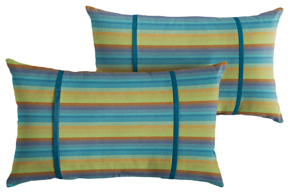 Sorra Home Sunbrella Outdoor Double Petite Flange Pillows, Set of 2