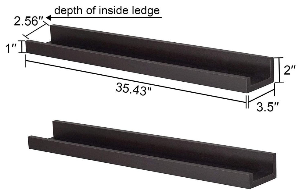 Vista Photo Ledge Picture Display Wall Shelf Gallery, Set of 2, Espres