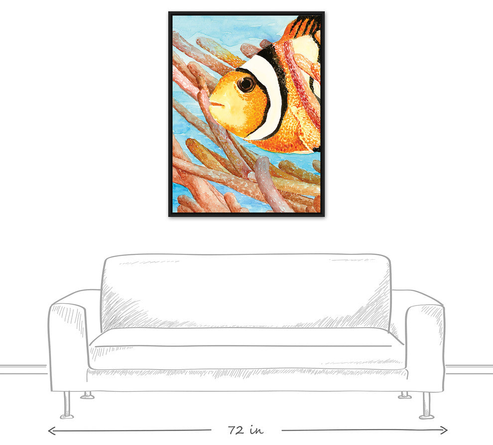 Clownfish Wall Art 30"x40" Floating Frame Canvas