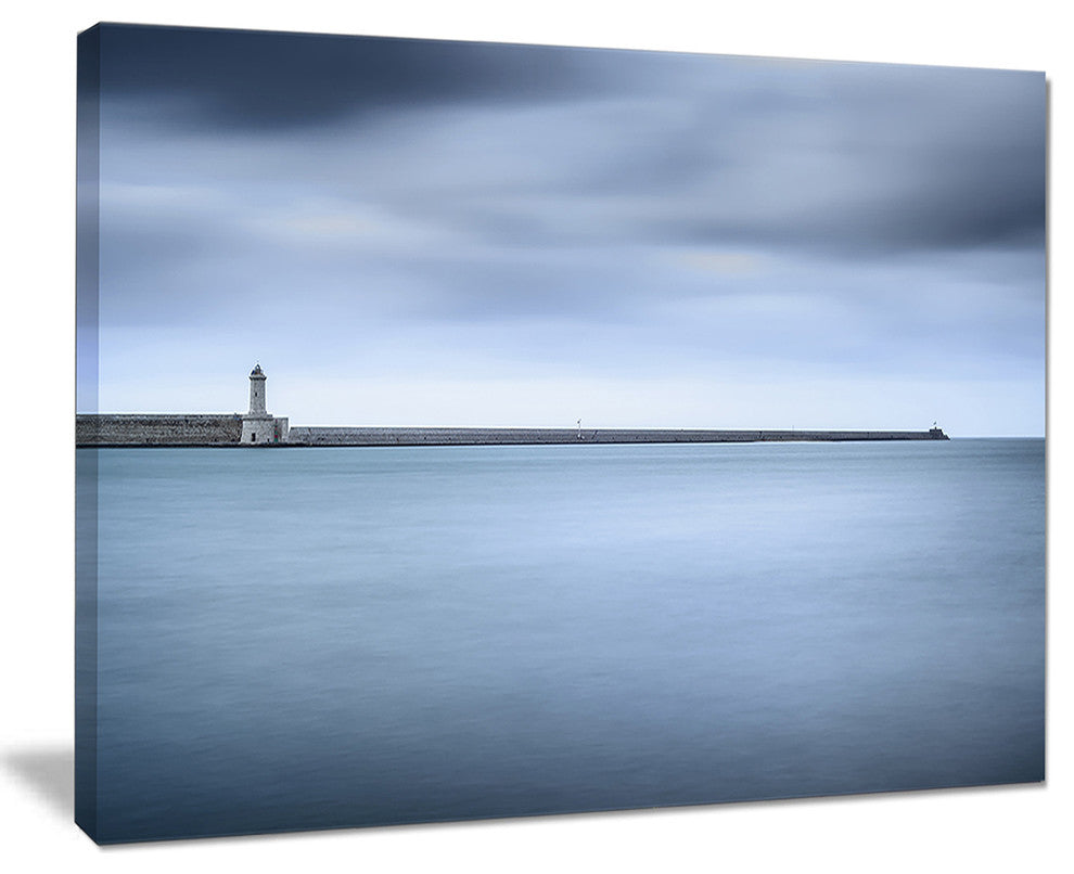"Breakwater And Soft Water Under Clouds" Landscape Wall Art, 20"x12"