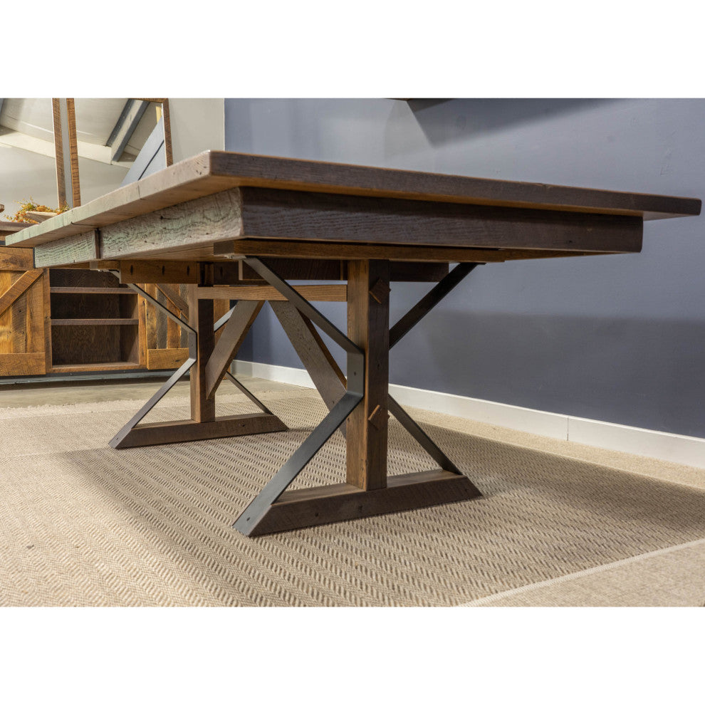Norway Industrial Farmhouse Dining Table, Natural, 48"x96", 4 Middle L
