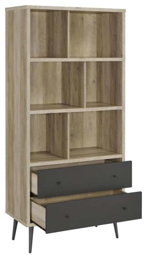 Coaster Maeve 3-shelf Engineered Wood Bookcase in Gray and Antique Pin