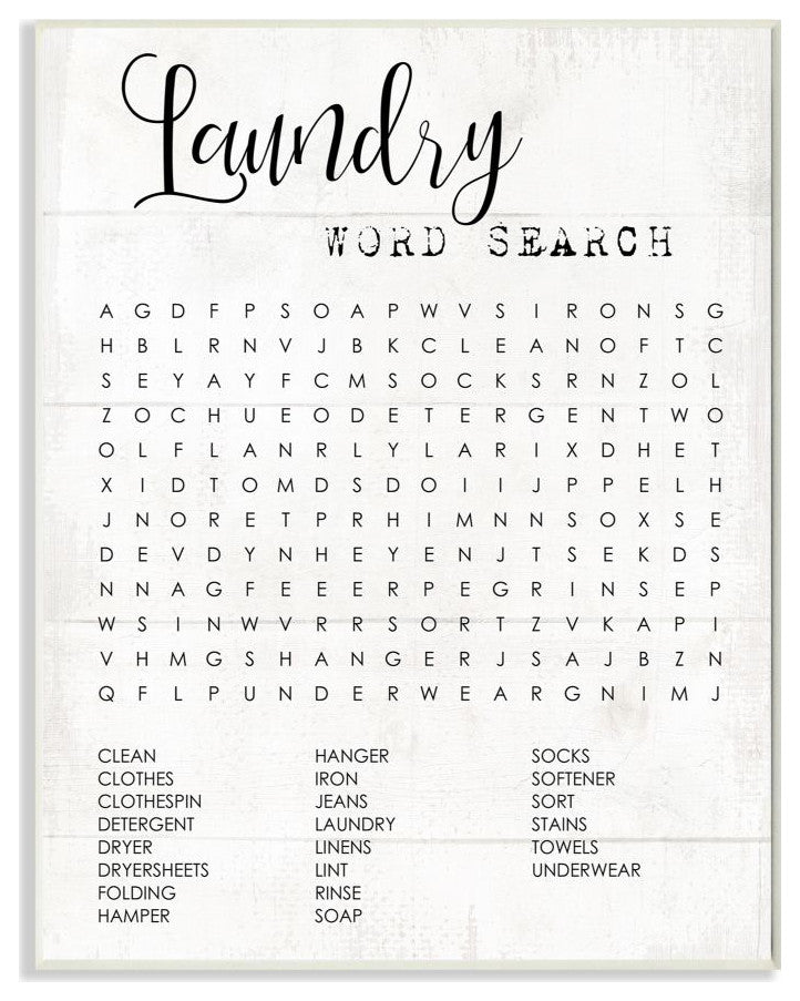Stupell Industries Laundry Word Search Fun Family Word Design, 10"x15"