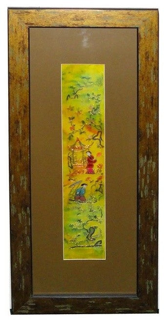 Vintage Hand Embroidery Framed Scenery Wall Decor