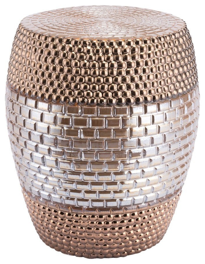 Modern Contemporary Stool Ottoman Accent Chair, Outdoor, Gold, Ceramic