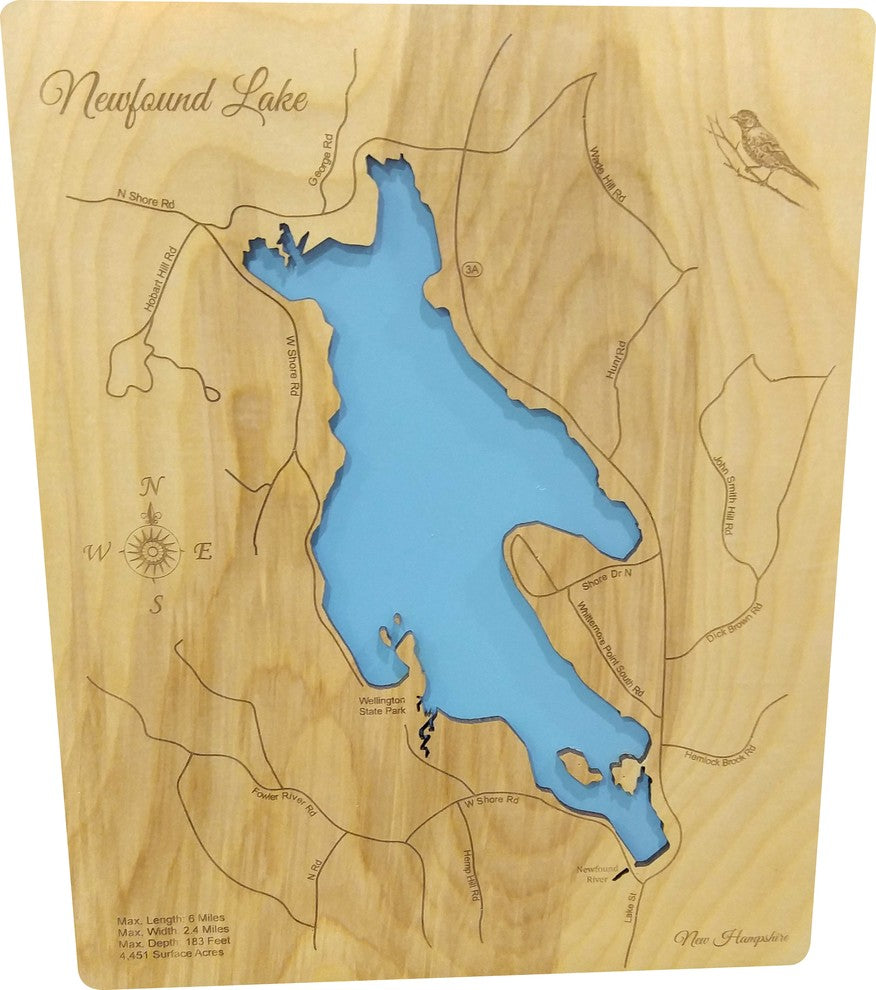 Newfound Lake, New Hampshire-Wood Lake Map, Small Standout