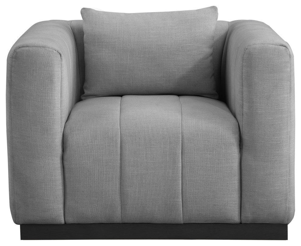 Lucia Beige Linen Textured Fabric Chair, Grey, Chair
