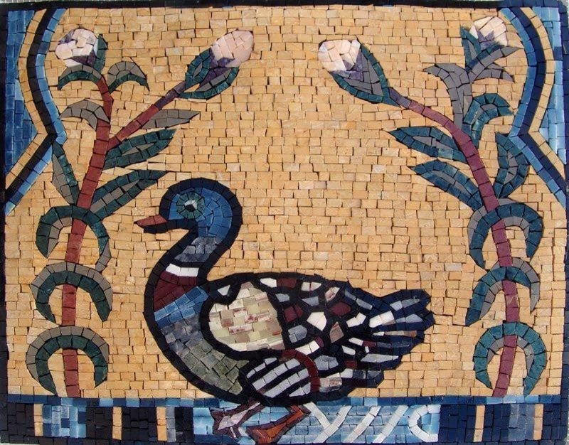 Mosaic Tile Art, Duck, 16"x20"